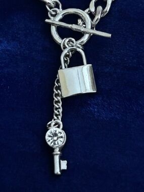 Fashion Jewelry | Jewelry | Silvertone Padlock Key Charm Chain Necklace ...